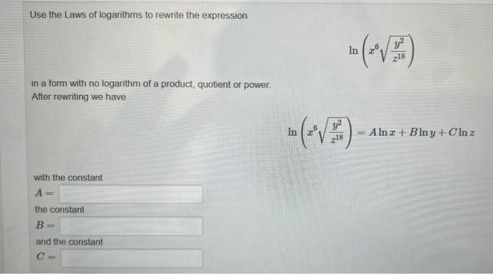 Solved Use the Laws of logarithms to rewrite the expression | Chegg.com