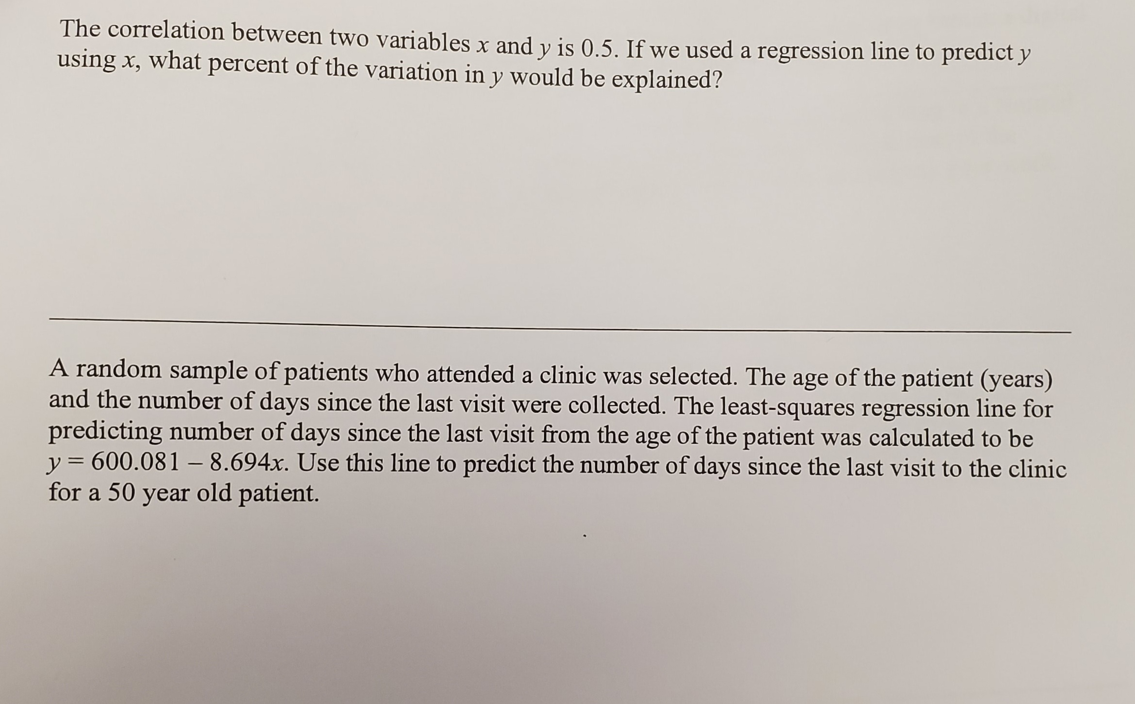 Solved The correlation between two variables x ﻿and y ﻿is | Chegg.com