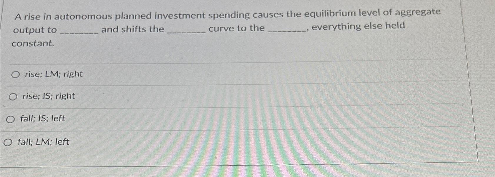 Solved A rise in autonomous planned investment spending | Chegg.com
