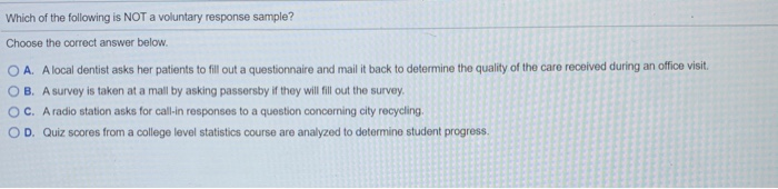 Solved Which of the following is NOT a voluntary response | Chegg.com