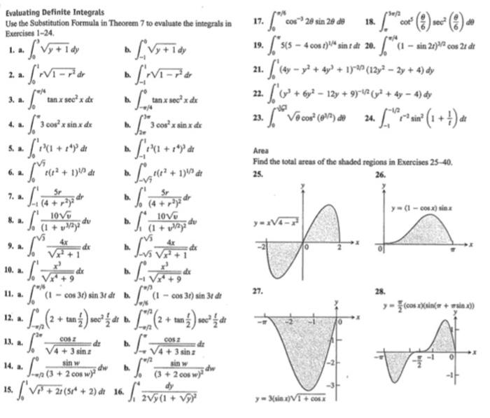 Solved Evaluating Definite Integrals Use the Substitution | Chegg.com