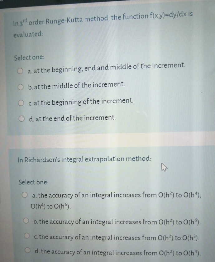 Solved In 3d order Runge-Kutta method, the function | Chegg.com