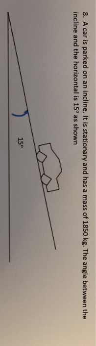 Solved 8. A car is parked on an incline. It is stationary | Chegg.com