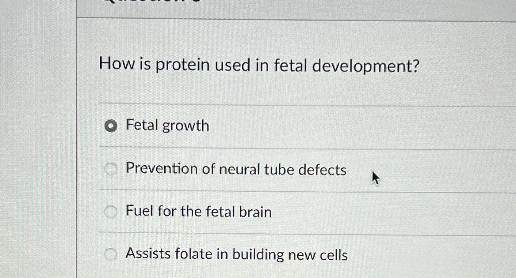 Solved How is protein used in fetal development?Fetal | Chegg.com
