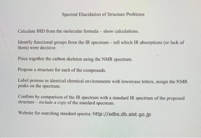 Solved Spectral Elucidation of Structure Problems Calculate | Chegg.com