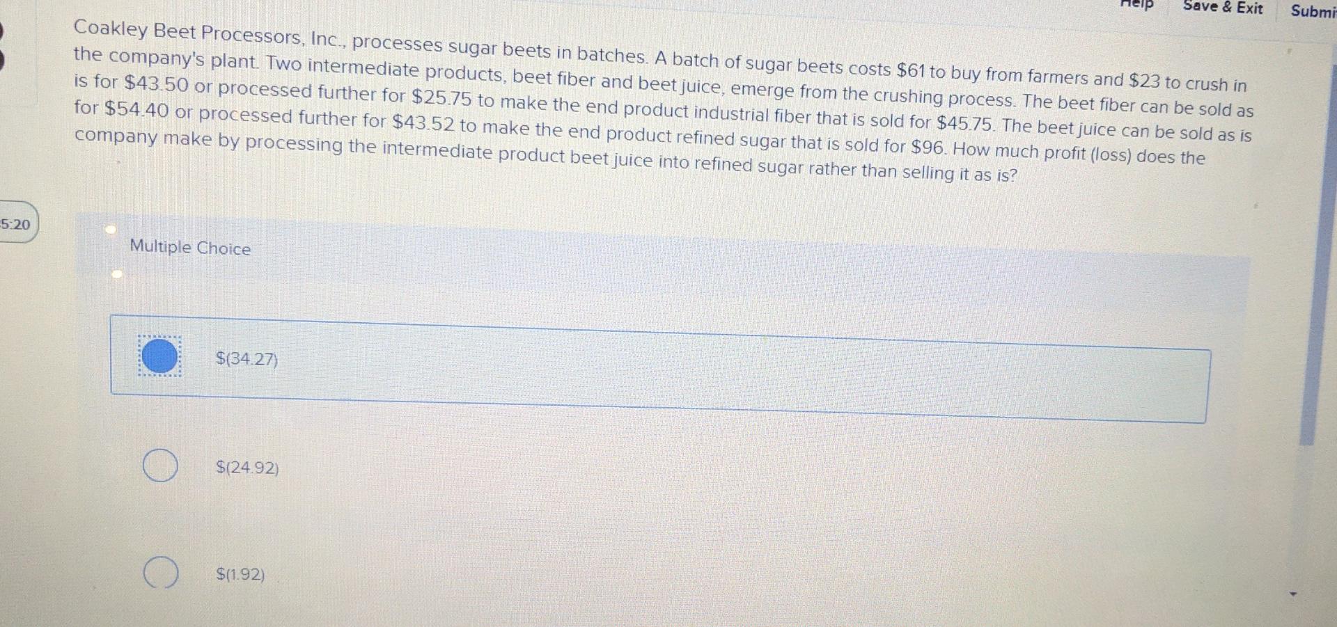 Solved help Save & Exit Submi Coakley Beet Processors, Inc., | Chegg.com | Chegg.com