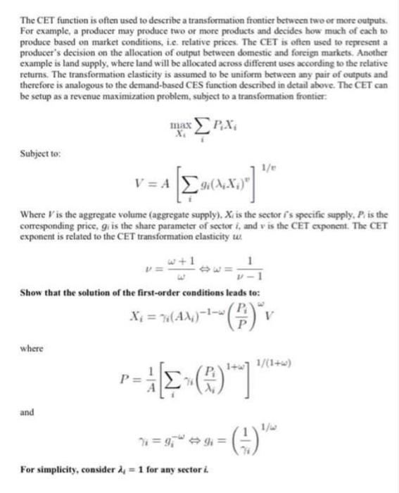 The CET function is often used to describe a | Chegg.com
