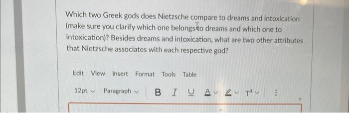 Which two Greek gods does Nietzsche compare to dreams | Chegg.com