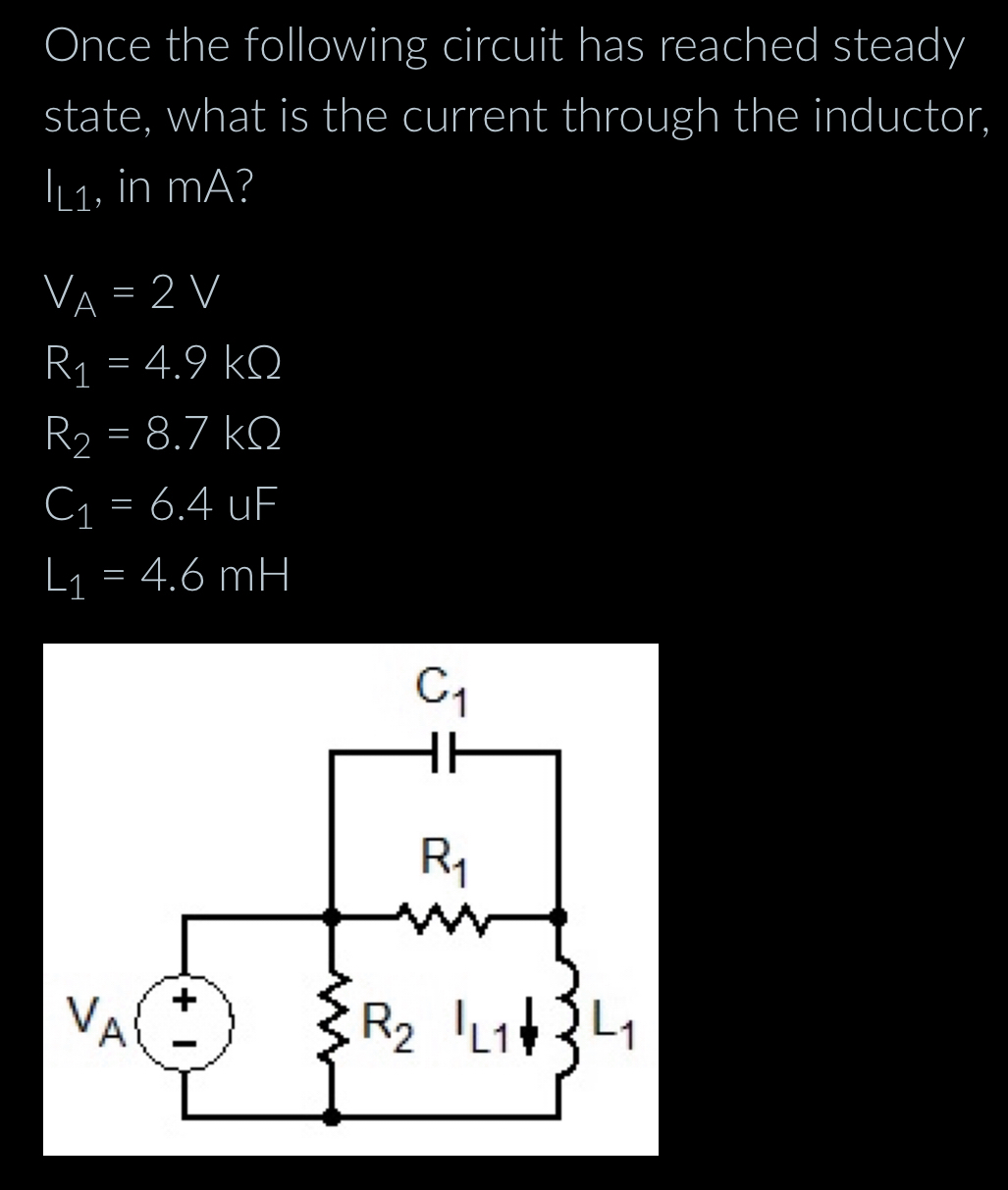 Solved Once the following circuit has reached steady state, | Chegg.com