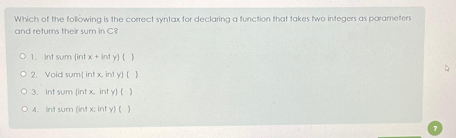 Solved Which of the following is the correct syntax for | Chegg.com