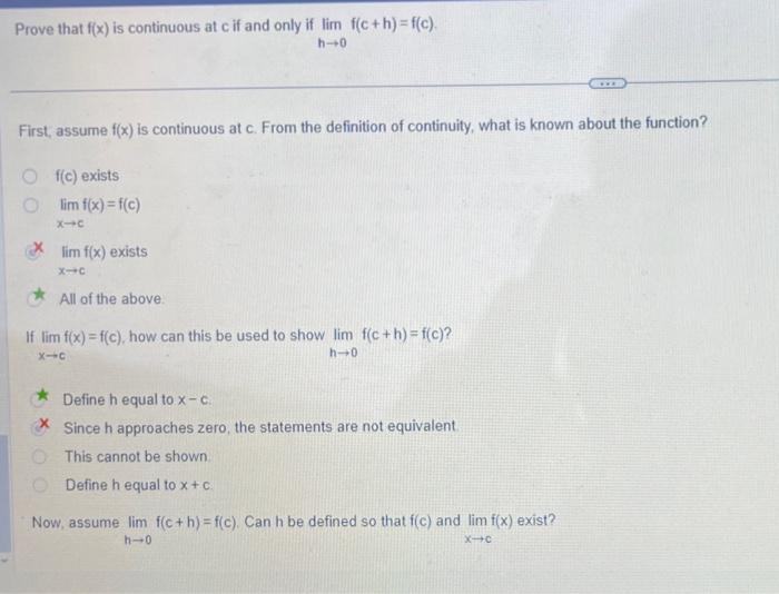 Solved Prove that f(x) is continuous at cif and only if | Chegg.com