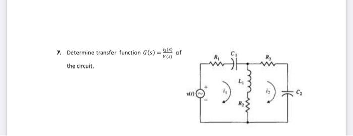Solved 7. Determine transfer function G(s) = 28 the circuit. | Chegg.com