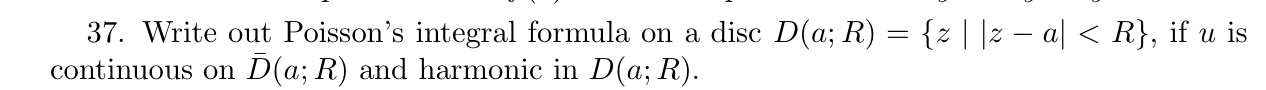 Solved Write out Poisson's integral formula on a disc | Chegg.com