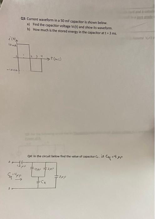 Solved Q3: Current waveform in a 50mF capacitor is shown | Chegg.com