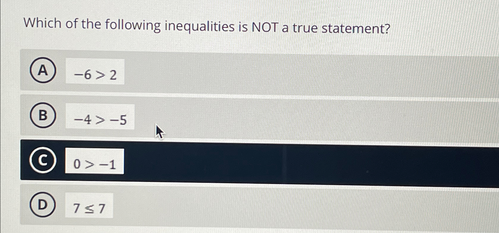 Solved Which of the following inequalities is NOT a true | Chegg.com