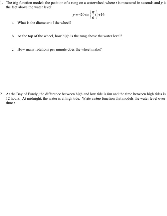 Solved 1. The trig function models the position of a rung on | Chegg.com