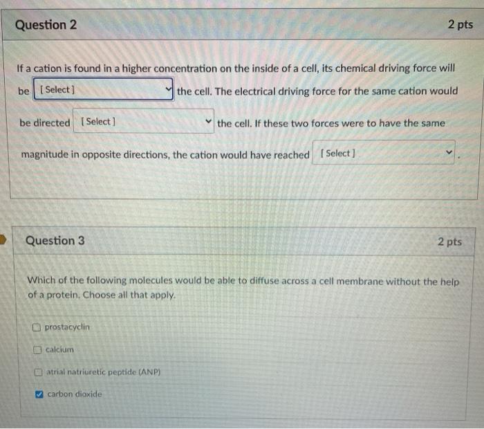 Solved Question 2 2 pts If a cation is found in a higher | Chegg.com
