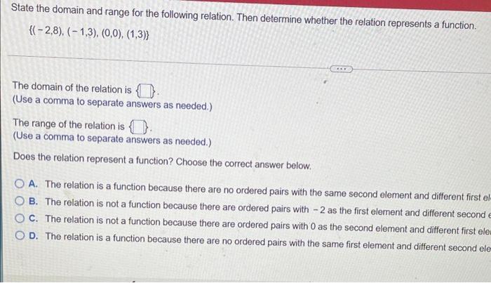 Solved State the domain and range for the following | Chegg.com