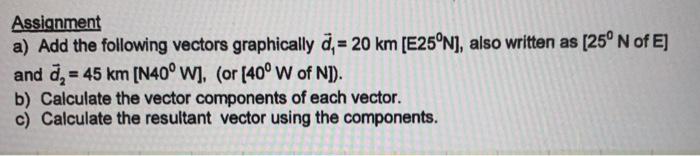Solved Assignment a) Add the following vectors graphically | Chegg.com