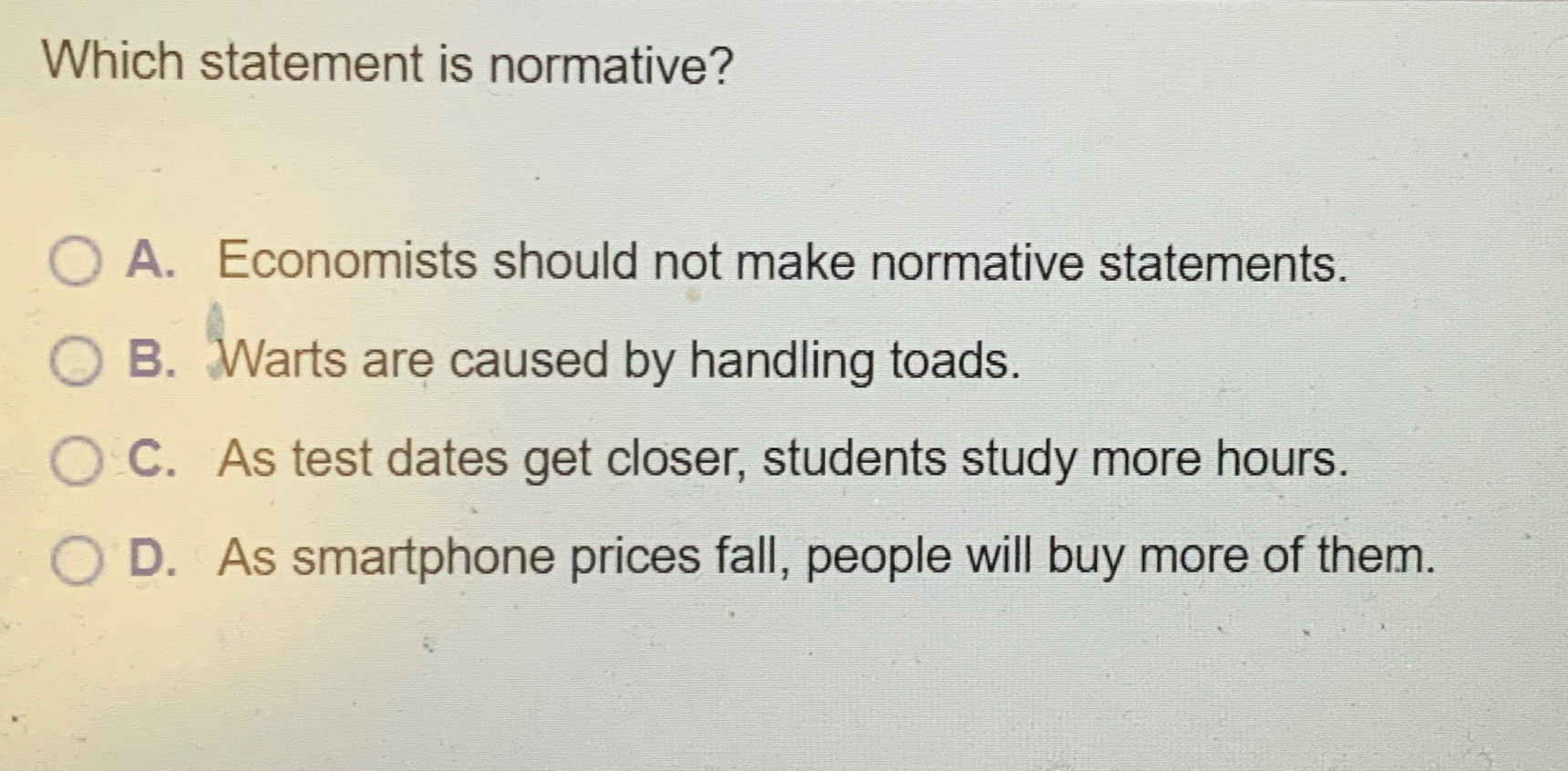 Solved Which statement is normative?A. ﻿Economists should | Chegg.com
