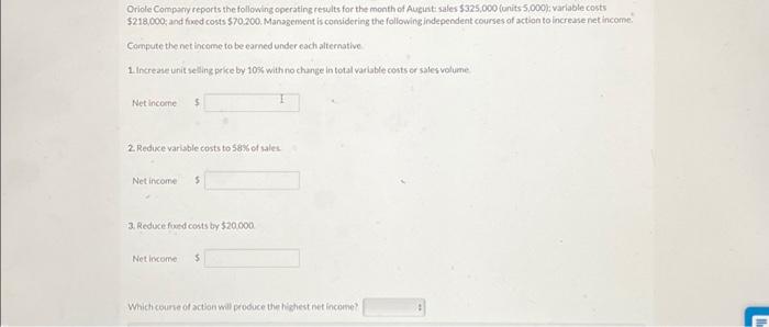 Solved Oriole Company reports the following operating | Chegg.com