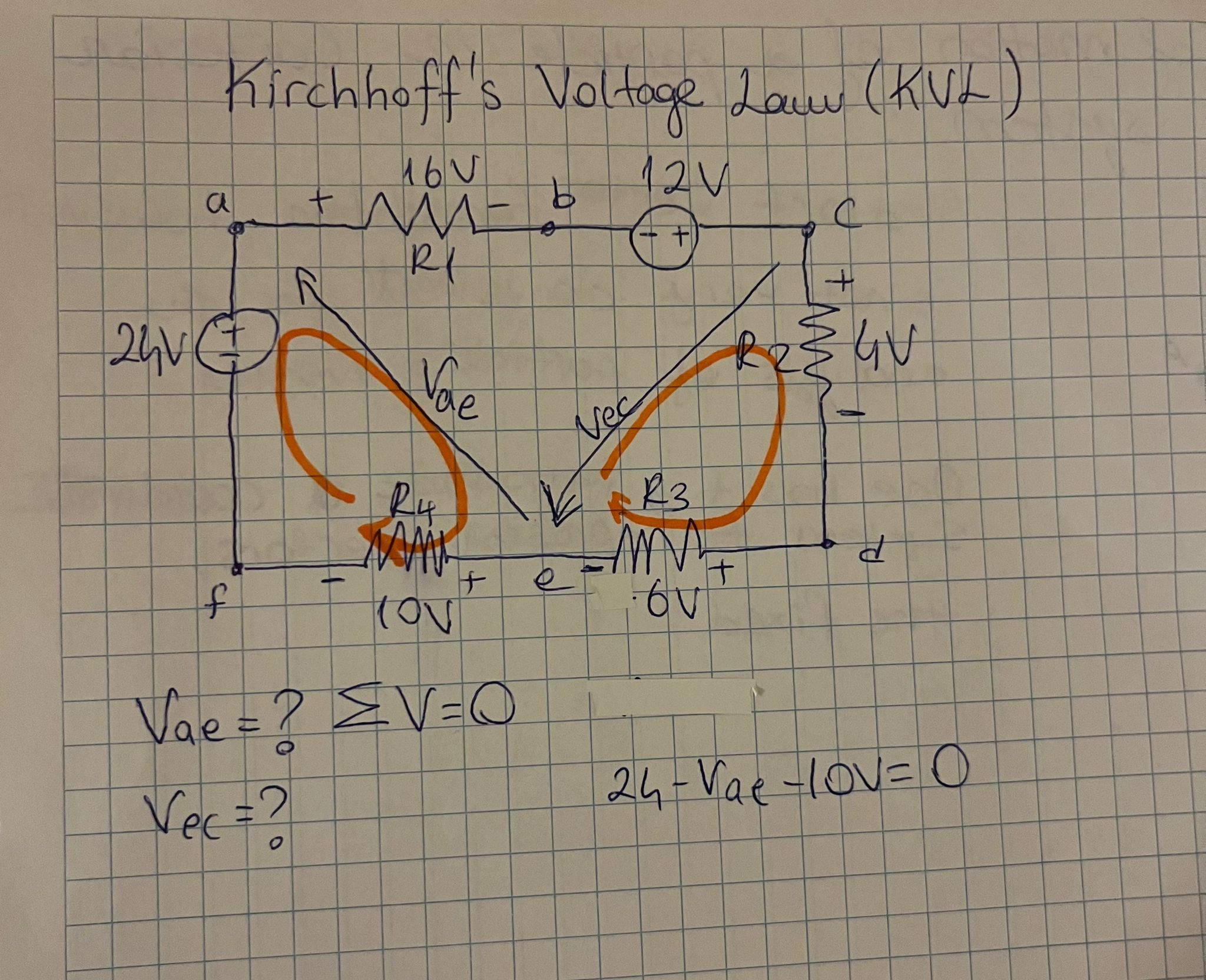 Solved Determine Vae and Vec using Kirchhoff's voltage law | Chegg.com
