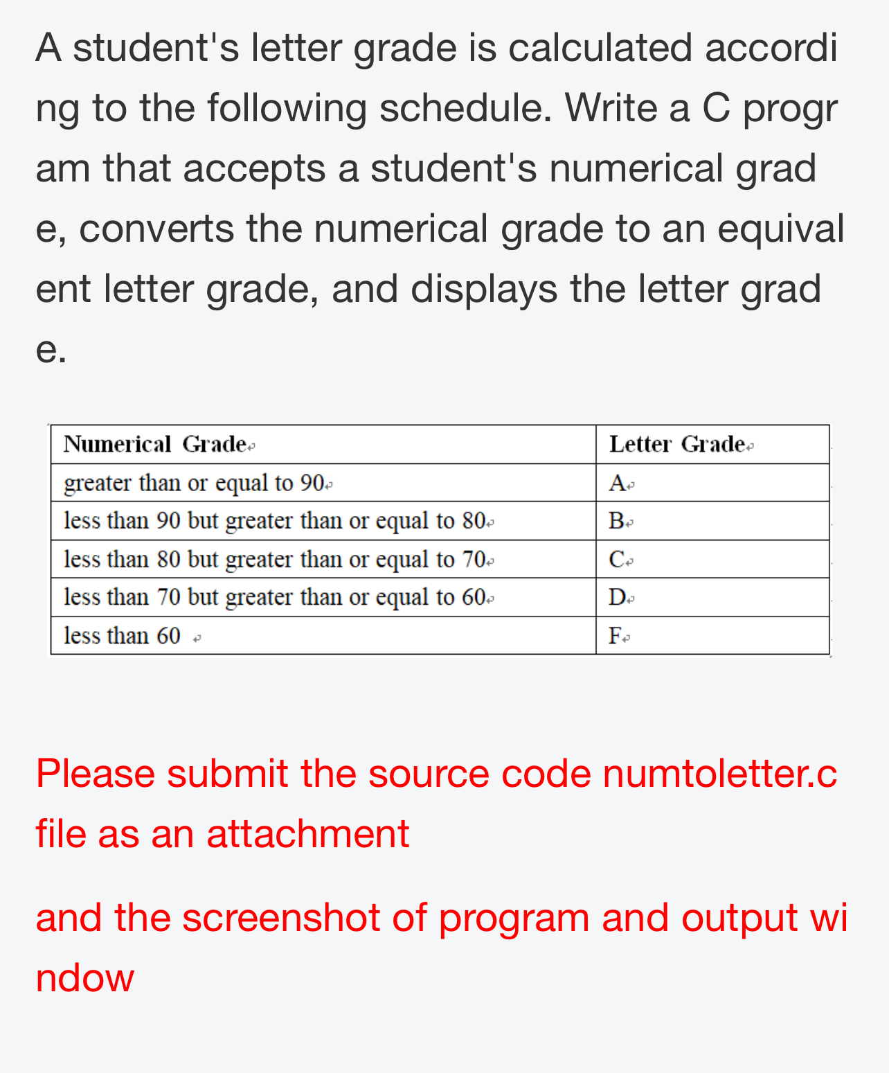 Solved A student's letter grade is calculated accordi ng to | Chegg.com