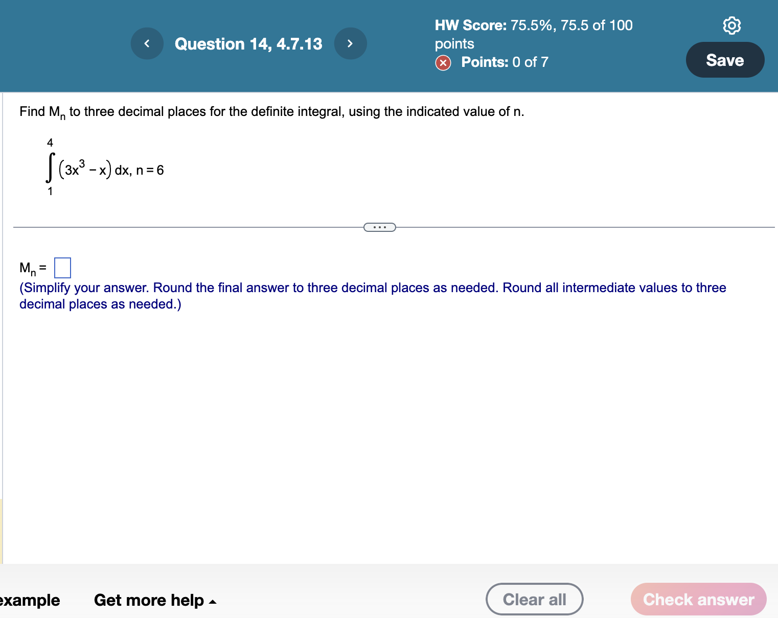 Solved Find Mn ﻿to three decimal places for the definite | Chegg.com