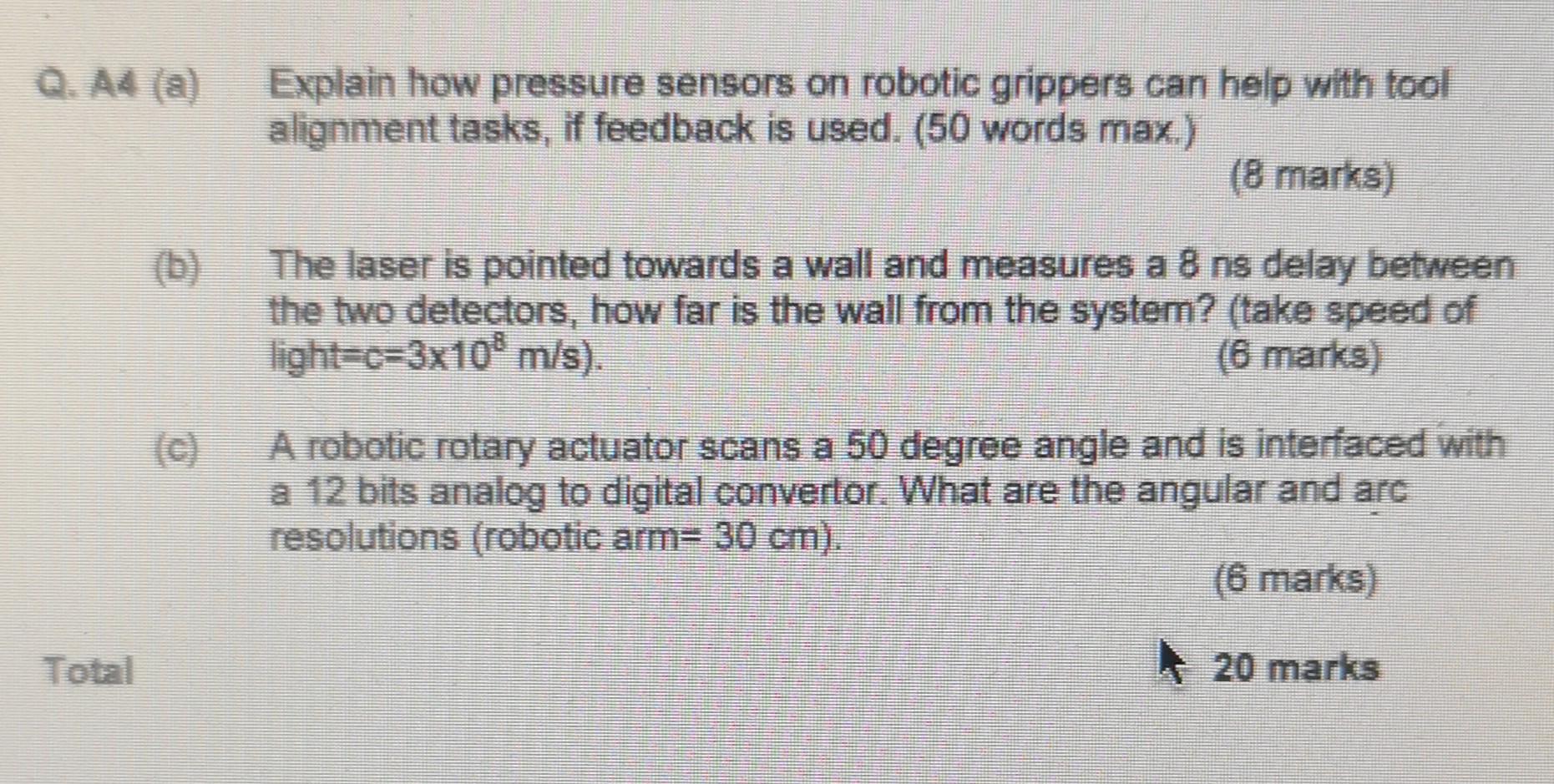 Solved Q. A4 (a) Explain how pressure sensors on robotic | Chegg.com