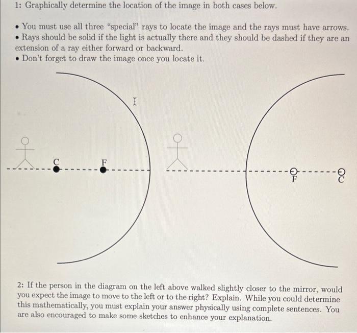 Solved 1: Graphically determine the location of the image in | Chegg.com