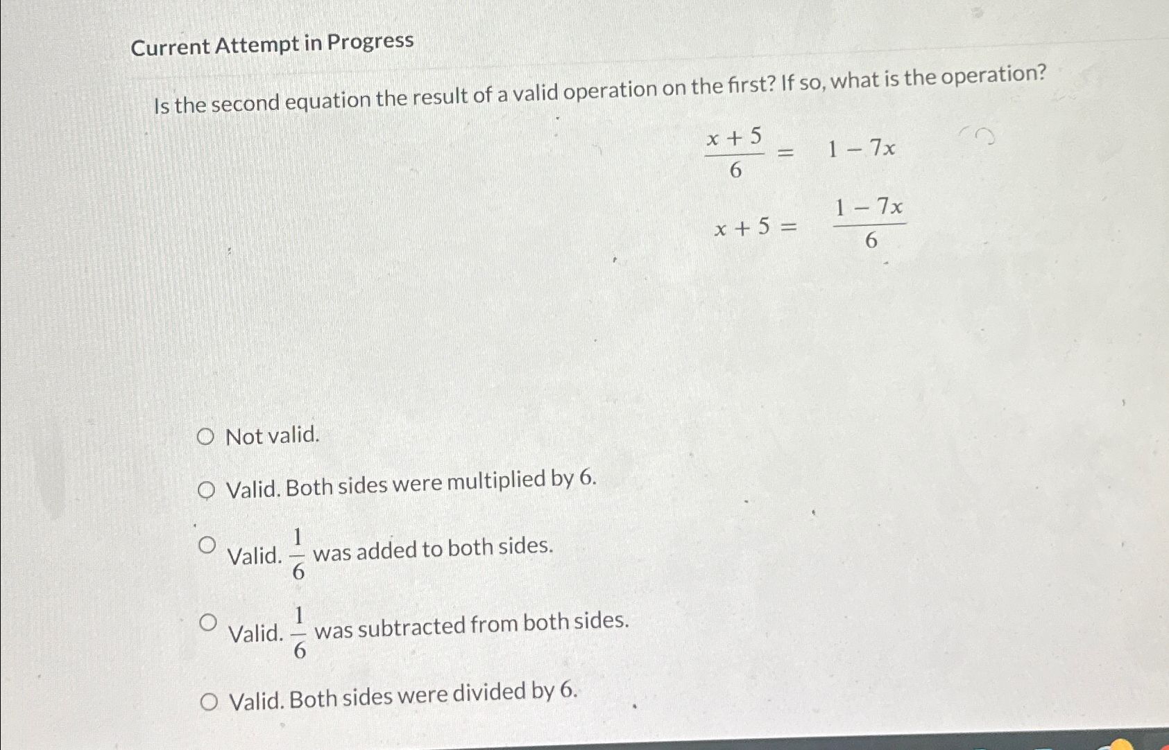Solved Current Attempt in ProgressIs the second equation the | Chegg.com