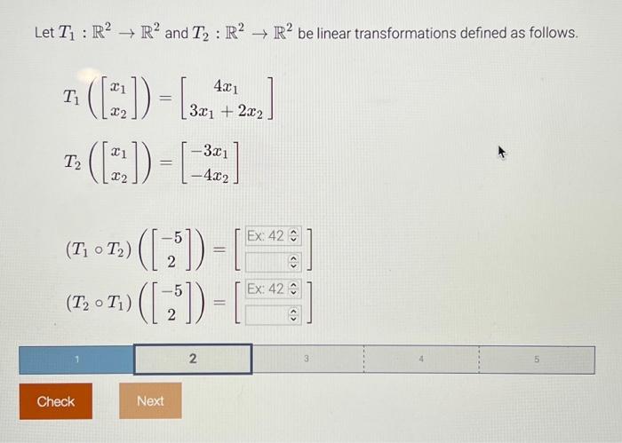 Solved Let T1:R2→R2 and T2:R2→R2 be linear transformations | Chegg.com