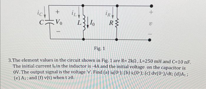 Solved 3. The element values in the circuit shown in Fig. 1 | Chegg.com