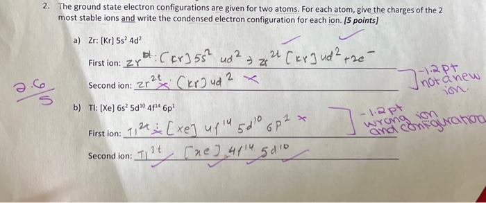 Solved 2 The Ground State Electron Configurations Are Given