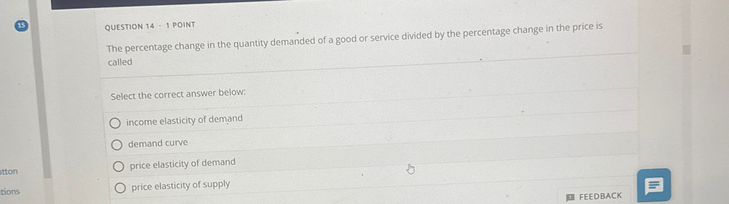 Solved QUESTION 14 - 1 ﻿POINTThe percentage change in the | Chegg.com