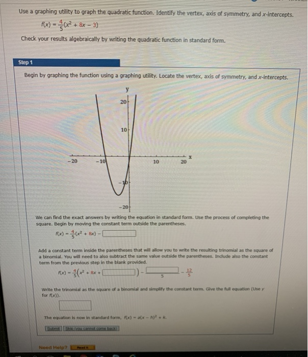 Solved Use a graphing utility to graph the quadratic | Chegg.com