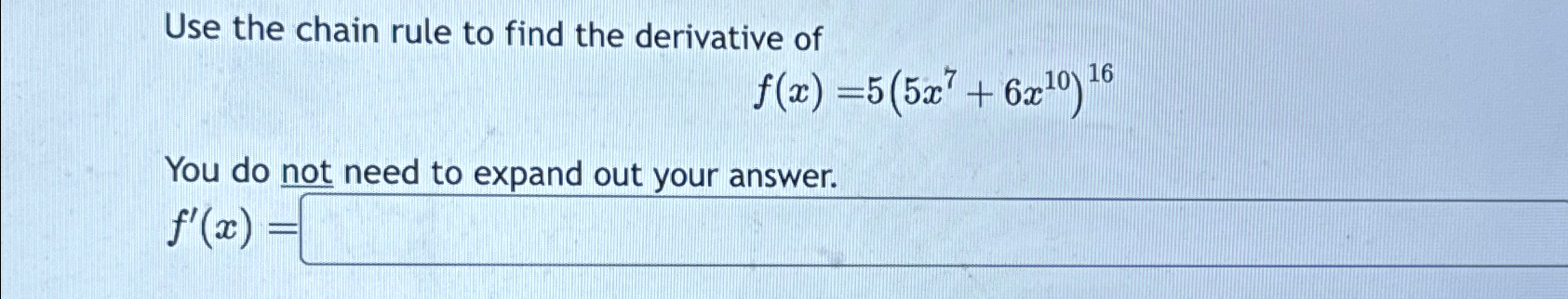 Solved Use the chain rule to find the derivative | Chegg.com