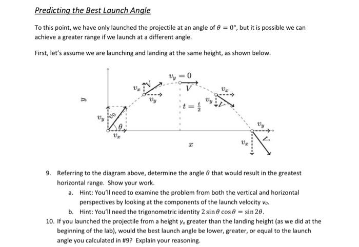 Solved Predicting the Best Launch Angle To this point, we | Chegg.com