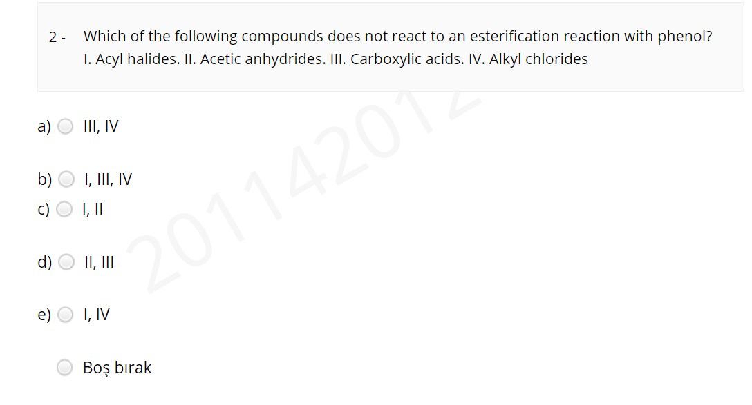 Solved 2 - ﻿Which of the following compounds does not react | Chegg.com