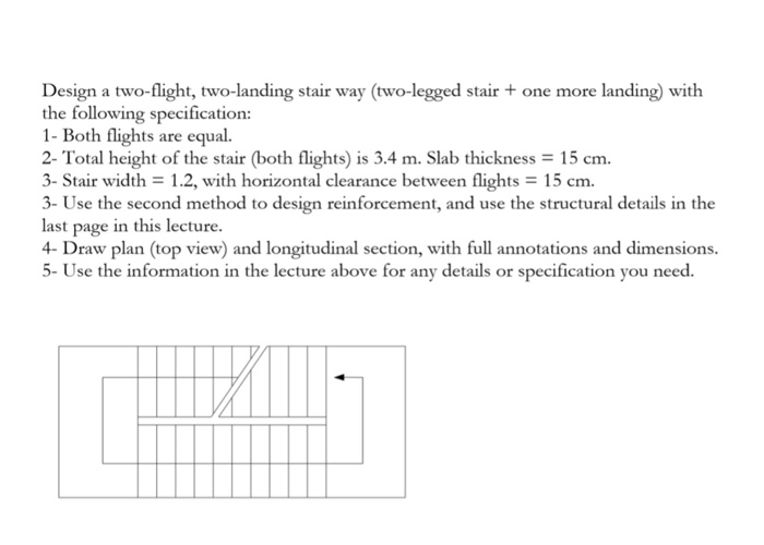 Solved Design a two-flight, two-landing stair way | Chegg.com