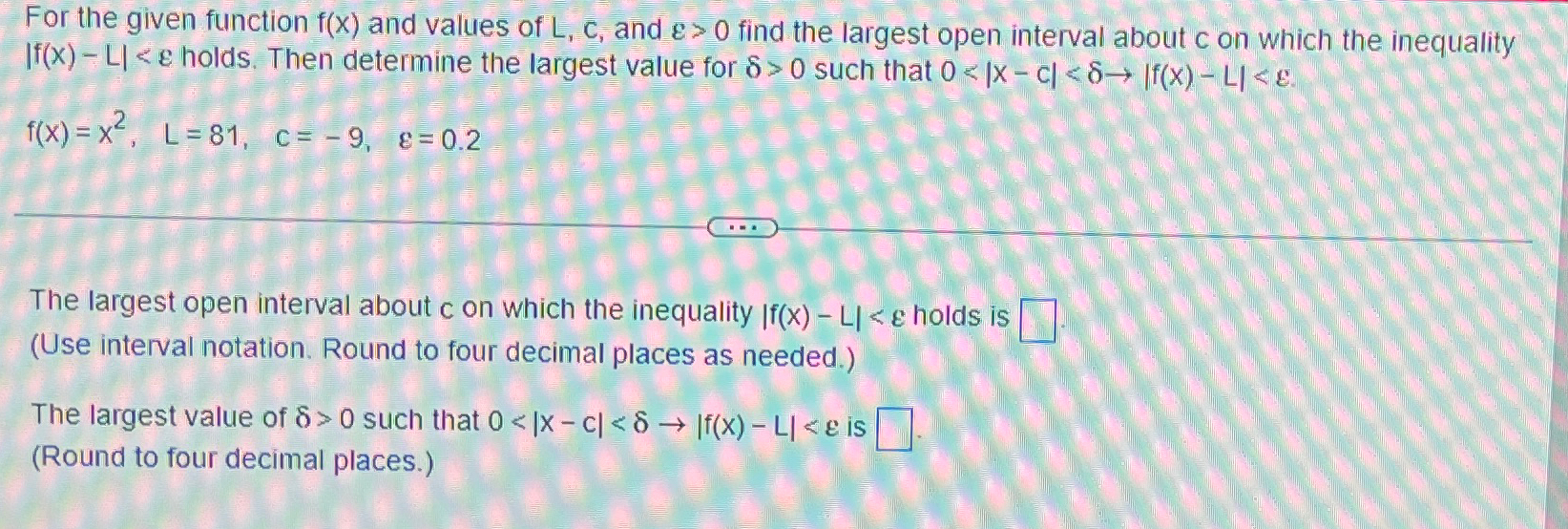 Solved For the given function f(x) ﻿and values of L,C, ﻿and | Chegg.com