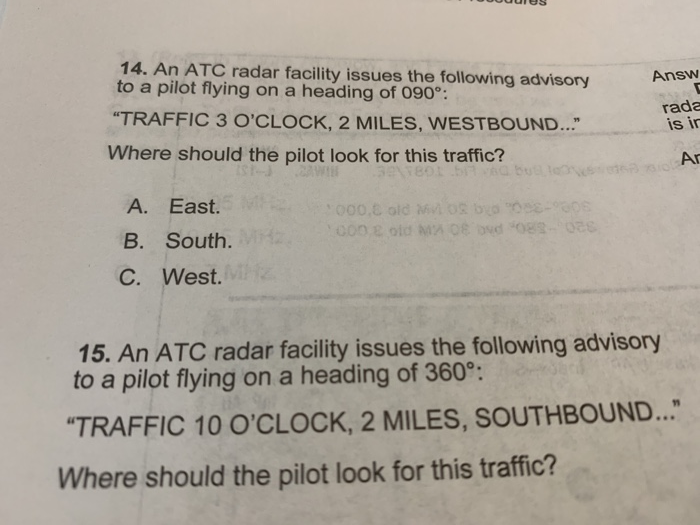 Solved Answ 14. An ATC radar facility issues the following | Chegg.com