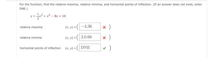Solved For the function, find the relative maxima, relative | Chegg.com