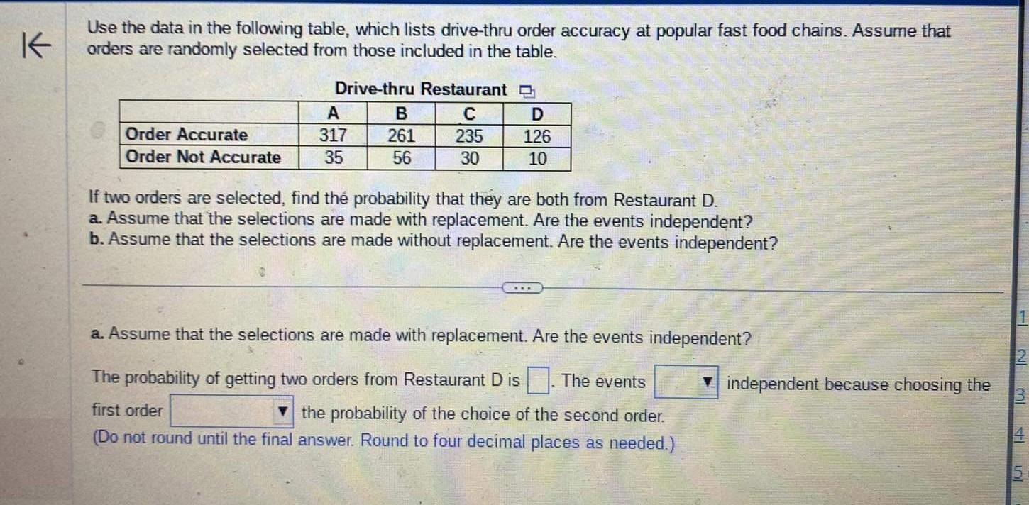 Solved Use the data in the following table, which lists | Chegg.com