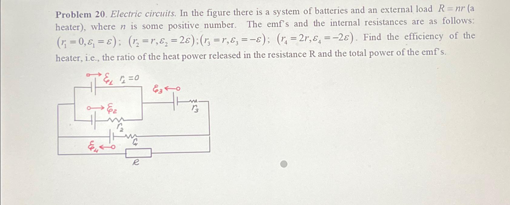 Solved Problem 20. ﻿Electric circuits. In the figure there | Chegg.com