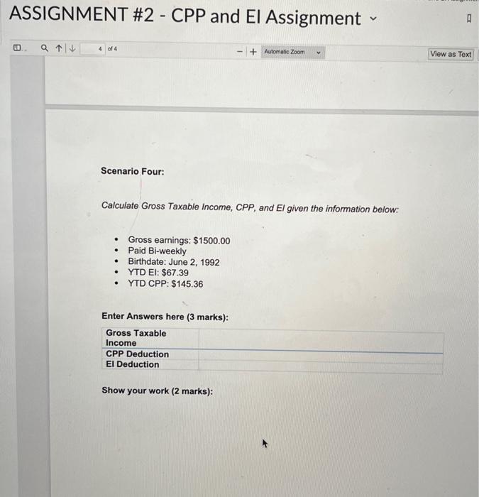 Calculating CPP and El Assignment (21 marks) Scenario | Chegg.com