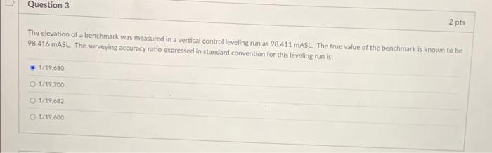 Solved The elevation of a benchmark was measured in a | Chegg.com