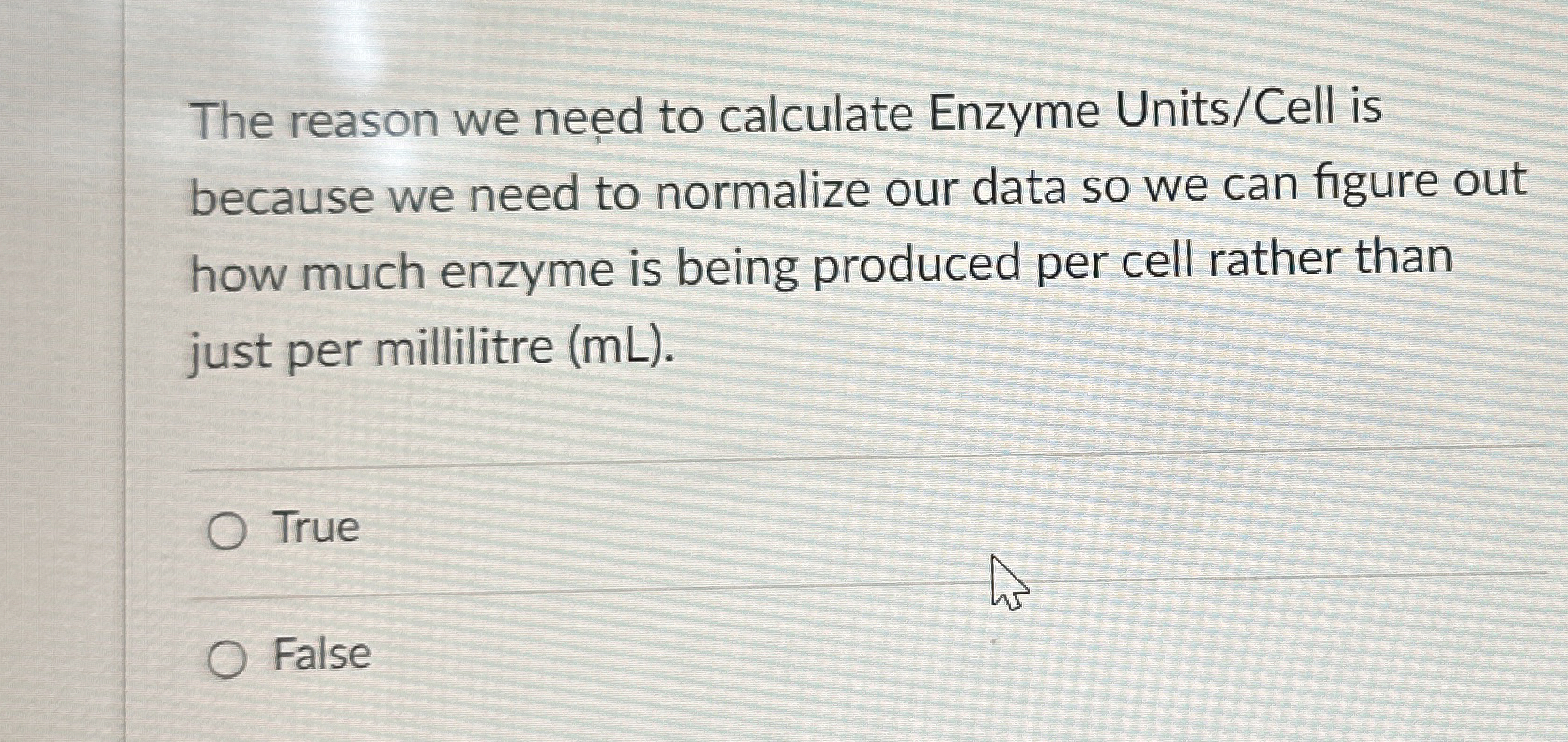 Solved The reason we need to calculate Enzyme Units/Cell is | Chegg.com