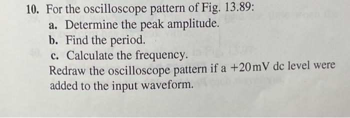 Solved 10. For the oscilloscope pattern of Fig. 13.89: a. | Chegg.com
