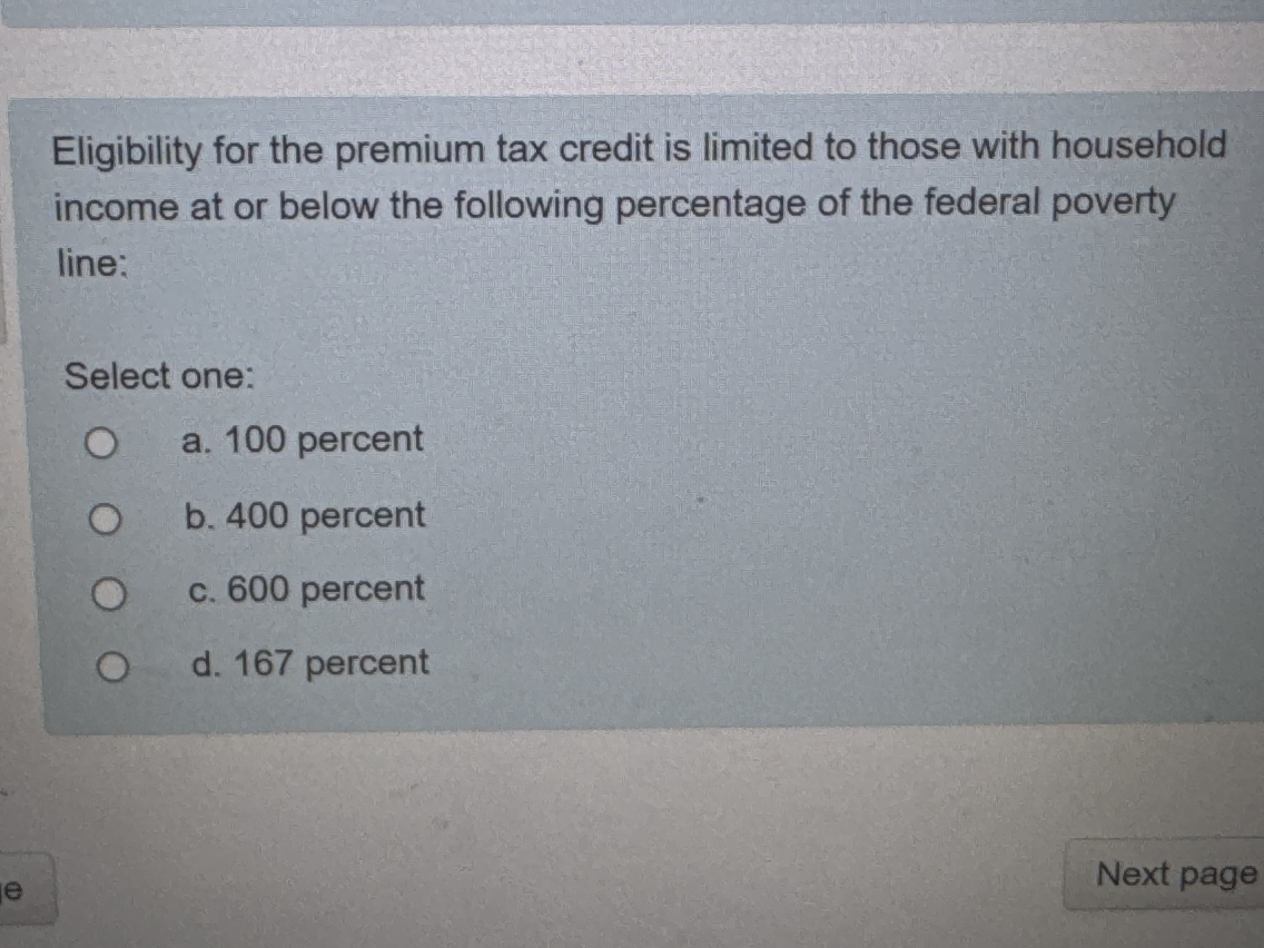 Solved Eligibility for the premium tax credit is limited to | Chegg.com